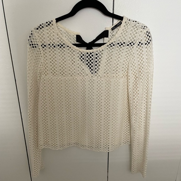 Zara | Tops | Zara W Collection White Black Bow In Back Knit Top | Poshmark